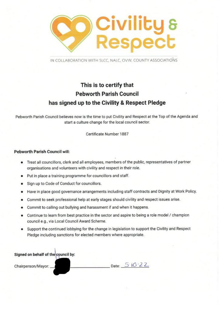 Civility and Respect Pledge – Pebworth Parish Council